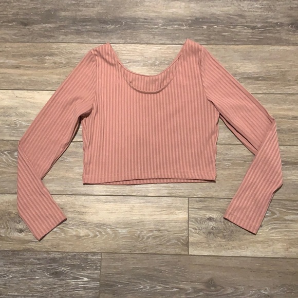 Tops | Light Pink Long Sleeve Crop Top | Poshmark